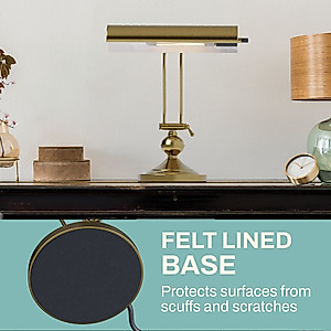 Home Intuition Classic Antique Retro Adjustable Leaning Piano Lamp Banker Desk Light (Brushed Brass)