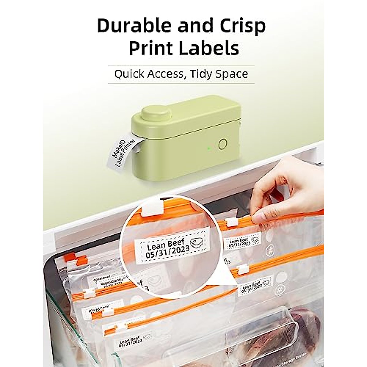 Makeid Label Maker Machine with Tape - Compatible with 9/12/16mm Waterproof Tape, Portable & Rechargeable Label Makers with Built-in Cutter Wireless Label Printer Compatible with Android & iOS Devices