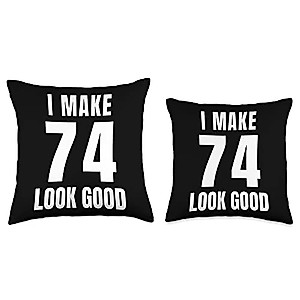 Funny Birthday Gifts for Women Men Birthday Saying Old Funny 74th Birthday Men Women Quote 74 Years Throw Pillow, 16x16, Multicolor