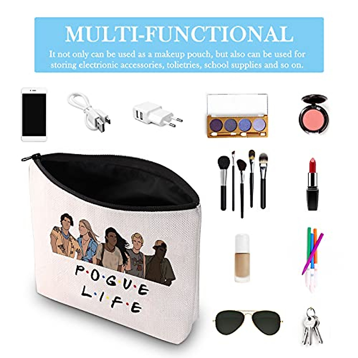 GJTIM Outer Pogue Zipper Pouch OBX North Carolina Friends John B JJ Pope Kiara Makeup Bag for Women