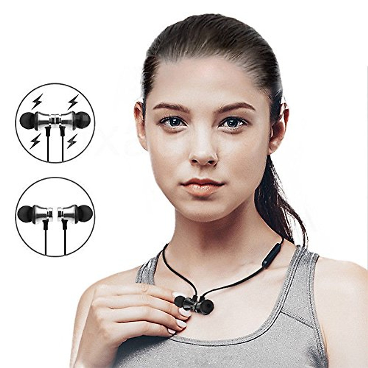 Gilroy Magnetic in-Ear Stereo Headset Earphone Wireless Bluetooth 4.2 Headphone Gift - Silver