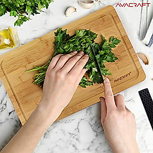AVACRAFT Large Organic Bamboo Cutting Board, Large Cutting Board for kitchen, Best Chopping Board for Vegetables, Meat, Cheese, Butcher Block. Ideal Cutting Boards for Kitchen (16X10 Rectangular)
