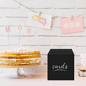 sunepany Black Card Box wedding envelope box Cardboard Silver Card Box with Slot Card Box for Wedding Bridal & Baby Shower Birthday Party Graduation card receiving box