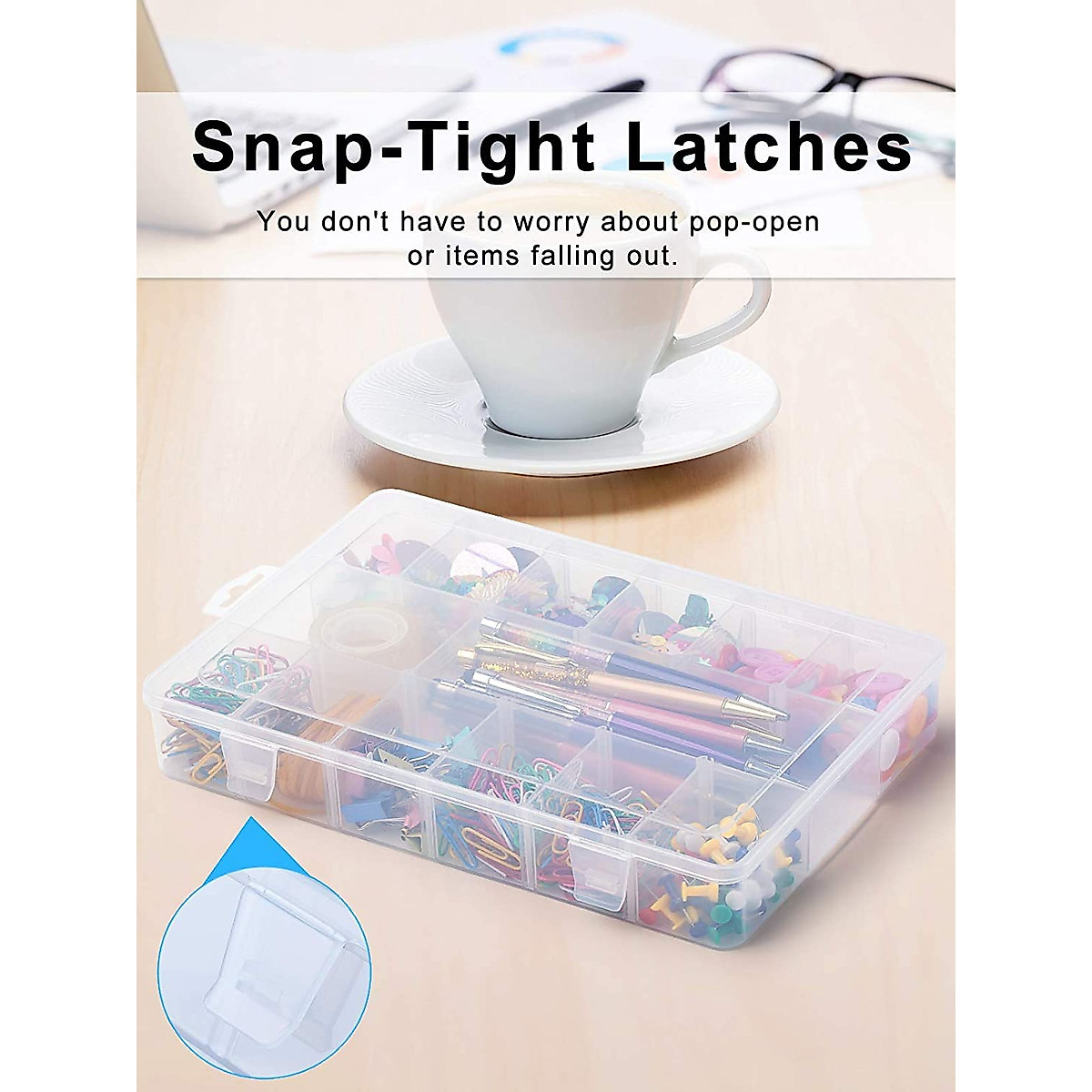 2Pack 18 Grids Craft Organizers and Storage Bead Organizer Tackle Box Organizer with Adjustable Divider, Plastic, Clear