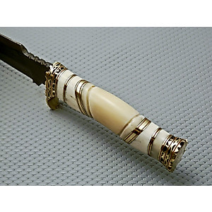 Skokie Knives Custom Hand Made Damascus Steel Hunting Fixed Blade Knife Handle Camel Bone