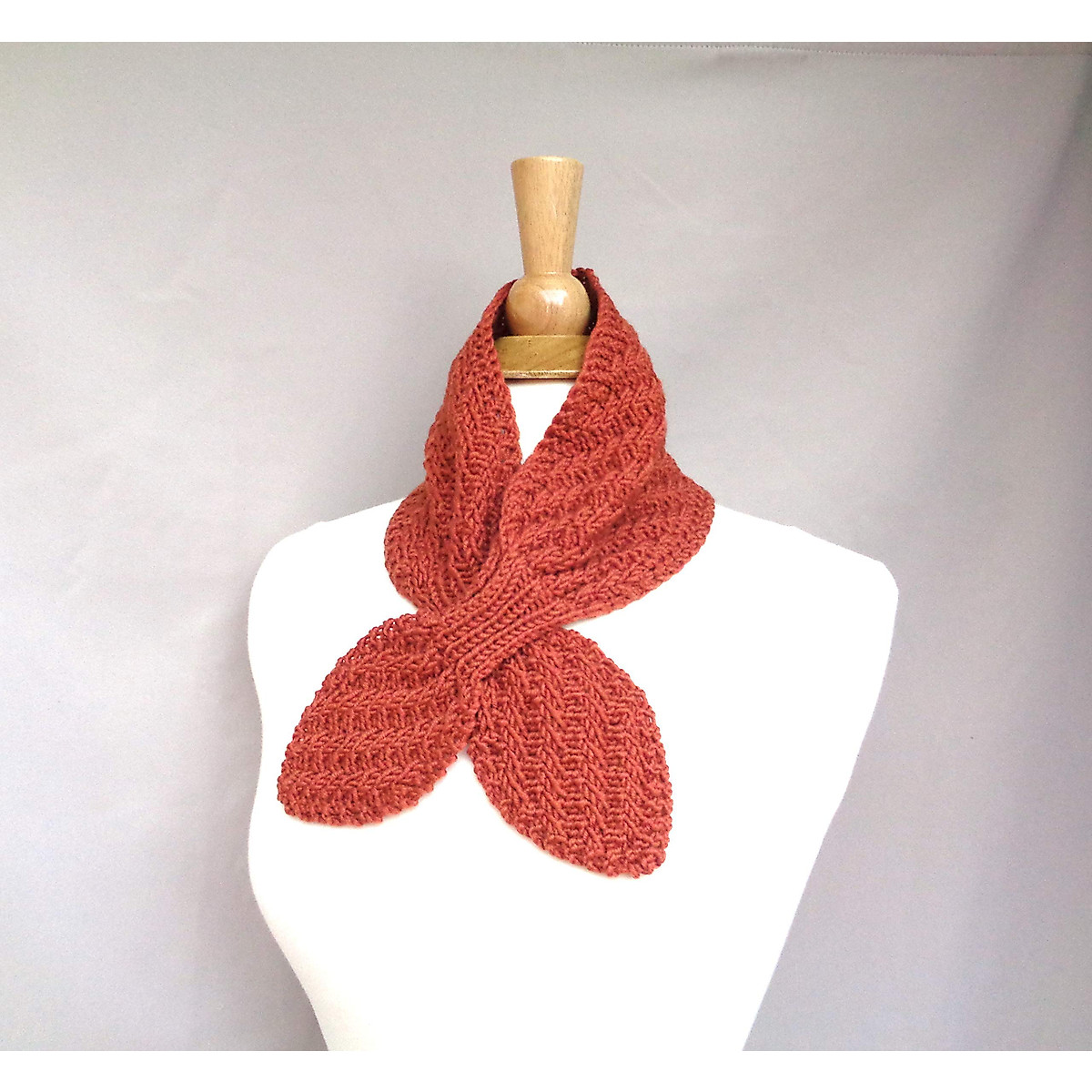 Ascot Bow Scarf, Hand Knit Merino Wool, Pull Through Keyhole Scarf, MULTIPLE COLOR CHOICES, Cowl Neck Warmer