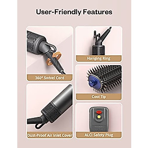 1300W Blow Dryer Brush, with High-Speed Brushless Motor (11000 RPM), Salon-Grade Hair Dryer Brush, Heated Curling Brush, with Negative Ions, Style, Curl, and Volumize, All-in-One Blow Dryer Brush