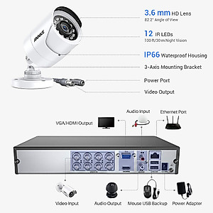 ANNKE 16CH 5MP Lite Security Camera System, H.265+ DVR Surveillance Video Recorder, 12x1080P IP66 Weatherproof Home CCTV Cameras, Easy Remote, Motion Alert, 85ft Night Vision, NO Hard Drive Included