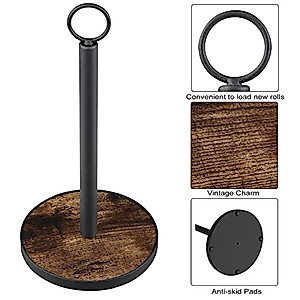 OROPY Paper Towel Holder Countertop with Heavy Duty Wood Base, Farmhouse Paper Towel Roll Stand for Kitchen Counter fits Standard and Jumbo Size Paper Towels (Brown)