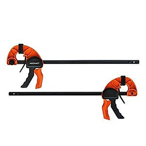 Quick Release Ratchet Bar Clamps for Woodworking (2 Pieces Set 24'') - Light Duty Adjustable One-Handed Clamp for Woodworking & Furniture Manufacturing & Assembly