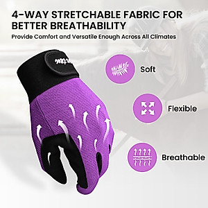 FINGER TEN Horse Riding Gloves Kids Boys Girls Equestrian Ride Youth 1/2 Pair, Color Black Blue Summer Comfortable Grip for Kid Age 5-13 (Kids-Purple, X-Large)