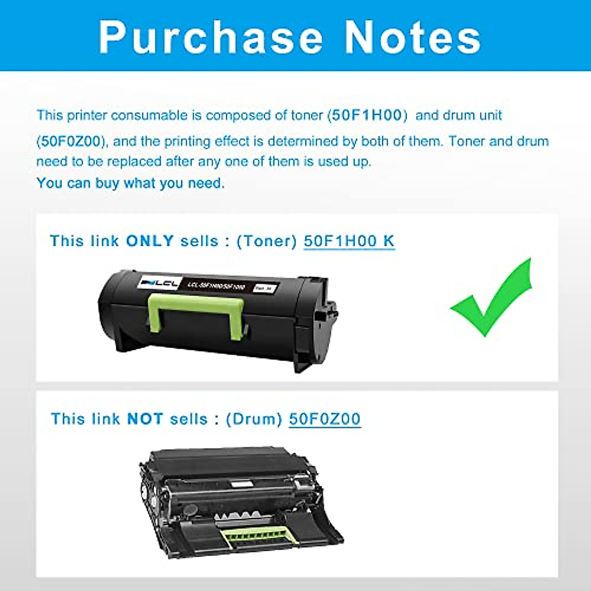 LCL Compatible Toner Cartridge Replacement for Lexmark 50F0HA0 500HA 50F1H00 501H 5K MS310 MS310d MS310dn MS312 MS312DN MS315 MS315dn MS410 MS410d MS410dn (1-Pack Black)