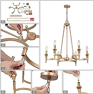 classy leaves Chandeliers for Dining Rooms, Chandeliers Modern, 6 Light Gold Chandelier Light Fixture for Living Room, Bedroom, 25" W x 25" L x 26.8" H