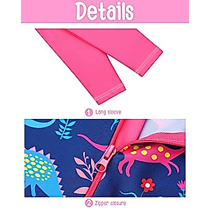 Toddler Girls One Piece Rash Guard Swimsuit Kid Swimwear Sun Suit Short UPF 50+ Sun Protection 3-6 Months, Dinosaur