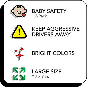 EPIC Goods Baby On Board Magnet for Cars, Trucks, Vans [2-Pack] Safety Sign Decal for Kids, Heavy-Duty Magnetic Bumper Sticker - Skateboarding, BMX, Baby Shower Registry Gift (Black/White - Magnets)