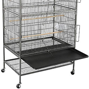 Topeakmart Wrought Iron Large Flight Parrot Bird Cage with Rolling Stand for Multiple Parakeets Conure Cockatiel Cage