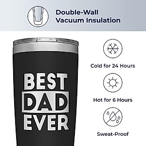 SassyCups Best Dad Ever Tumbler - Dad Gifts Cup - Best Dad Ever Mug - Fathers Day Gifts For Dad From Son, Daughter, Kids - Worlds Best Dad Mug