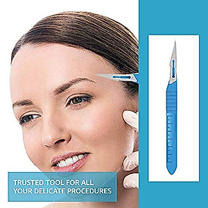 MedBlades 10 Sterile Disposable Scalpels for Craft, Dermaplaining, Dermatology, Laboratory, Biology, Dissection, Surgical, Dental, Veterinary & More (#15)