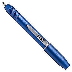 CRKT Techliner Super Shorty: Everyday Carry Pen, Blue Anodized Aluminum with Schmidt MegaLine 4889 M Cartridge, Pocket Clip, and Magnetic Cap TPENBOND2