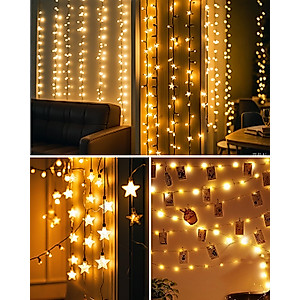 ispneay Mini Light Clips Small Adhesive Hooks: Indoor 100 Clear Mini Clips and 110 Strips for Hanging - Tiny Decorative Wall Hooks for Lights - Christmas Decorations Halloween Decor Small Hooks