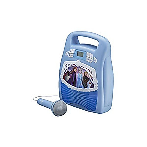 Frozen 2 Bluetooth Portable MP3 Karaoke Machine Player with Light Show Store Hours of Music with Built in Memory Sing Along Using The Real Working Microphone USB Port to Expand Your Content