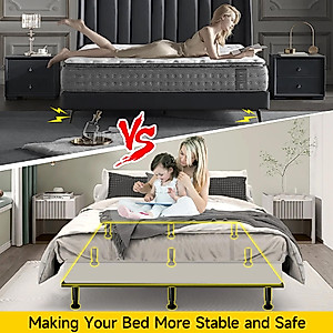 ZhouDaShu Adjustable Height Bed Frame Center Support Legs Replacement with Wider Base,Bed Reinforcement Kit for Metal/Wood Slats,Height from 5" to 9",Black-Set of 2