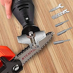 Chainsaw Sharpener Kit - GOXAWEE 140W Power Chain Saw Sharpen Tool Set, Electric Blade Sharpening File Comes with 6pcs Diamond Sharpening Wheels, Angle Guide Attachment for Lumberjack & Garden Worker