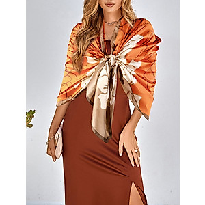 Bestshe Womens Silk Like Large Scarf Floral Satin Long Neck Scarf Lightweight Shawl Wrap with Gift Packed