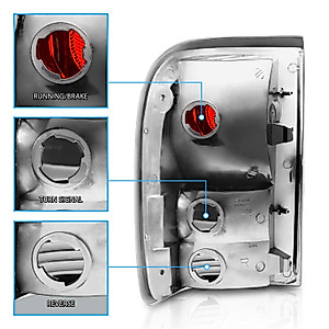 AmeriLite for 1993-1997 Ford Ranger Black JDM Replacement Brake Tail Lights Assembly Set - Passenger and Driver Side