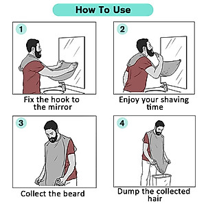 Beard Bib Apron for Men Christmas Gift - Beard Catcher for Shaving & Trimming, 2 Adjustable Neck Straps Beard Cape Grooming Cloth with 4 Suction Cups Beard Bib Apron for Men Father