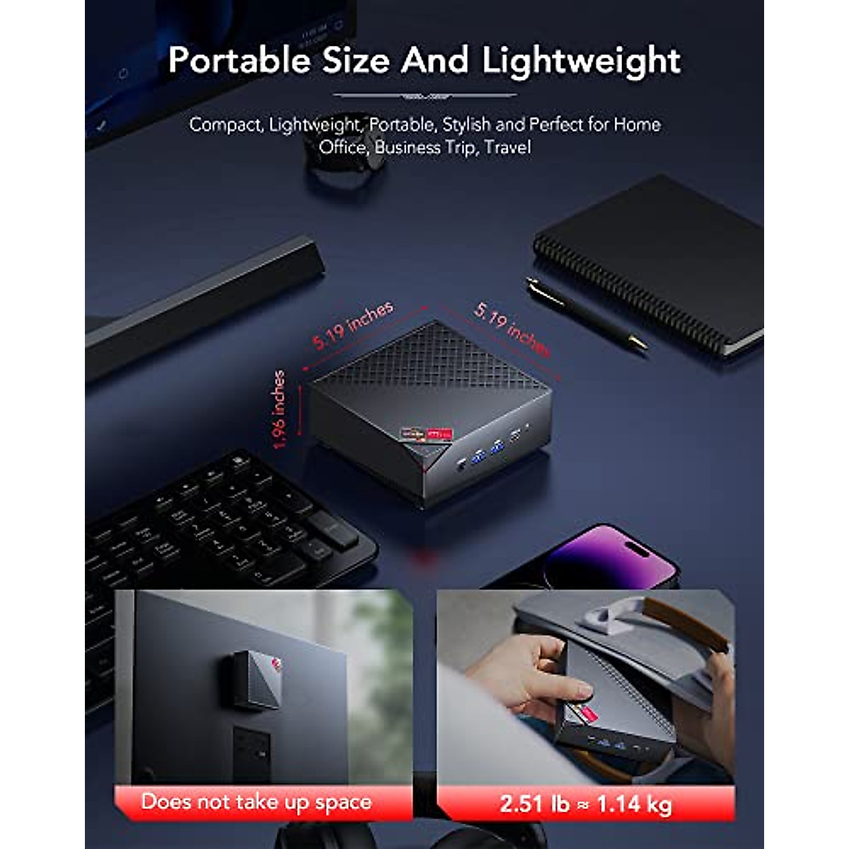 KAMRUI Mini PC AM06PRO, AMD Ryzen 5 5500U(6C/12T, up to 4.0 GHz), Mini Tower PC 16GB DDR4 512GB M.2 2280 NVME SSD Mini Desktop Computer, Support 2.5 Inch HDD Dual Ethernet HDMI/Type-C/Wifi5