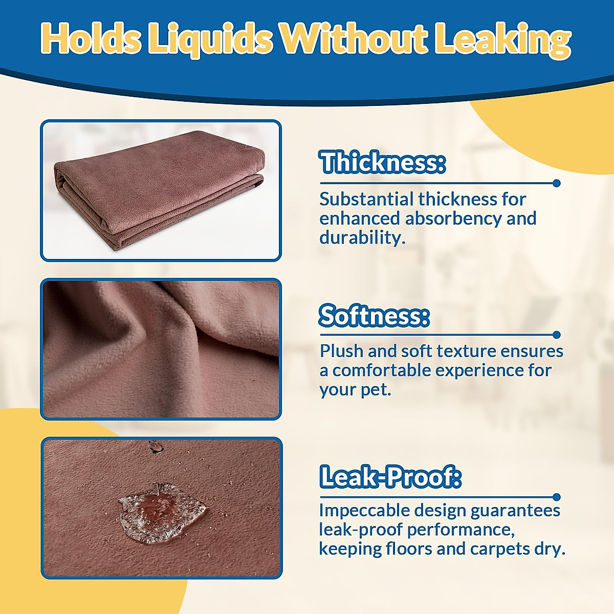 Barpor 48" x 66" Washable Dog Pee Pads Reusable Non-Slip - Puppy Pads Indoor Potty Training Leakproof, Whelping Pads for Floor, Bed, Crate, Cadges, Playpen, Couch Waterproof, Coffee