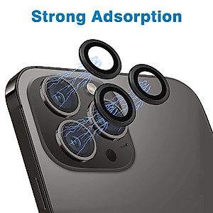 Hsefo Compatible with iPhone 13 Pro for 13 Pro Max Camera Lens Protector, Anti-Scratch Lens Cover 9H Tempered Glass Metal Camera Screen Protector Shockproof Camera Cover Ring -3 Pcs Graphite