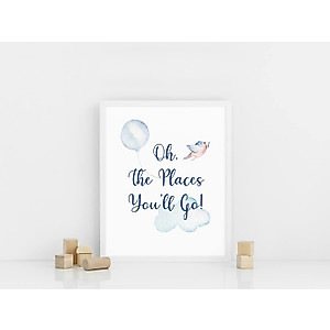 bumbleboo Nistio® Oh The Places You Will Go Nursery Print, Airplane Nursery Prints, Safari Animals Nursery Wall Art, Seuss Nursery Print, Airplane Nursery Wall Art, Unframed, Set of 6 Prints, 8x10