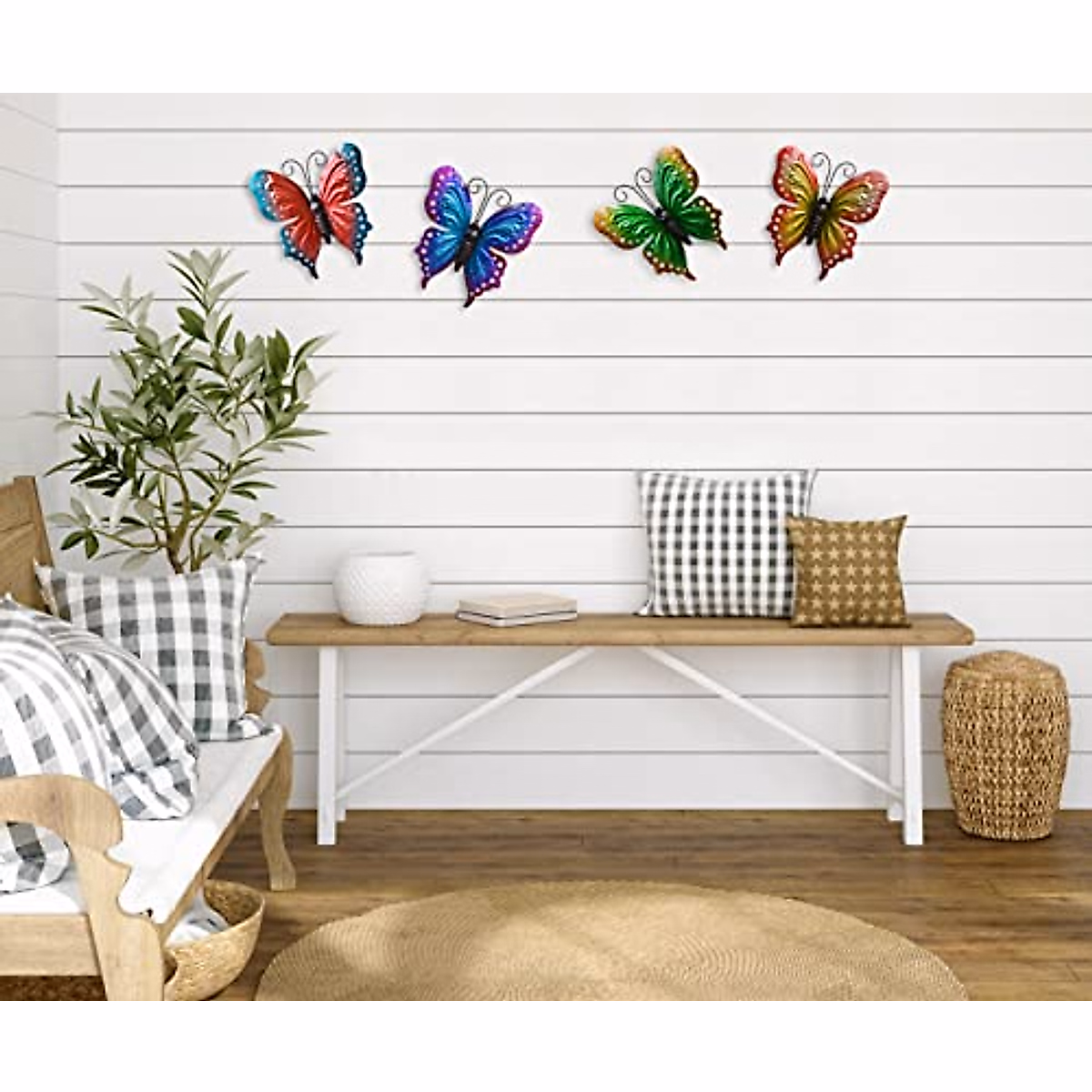 ShabbyDecor Metal Butterfly Wall Decoration Butterfly Outdoor Garden Decor Set of 4