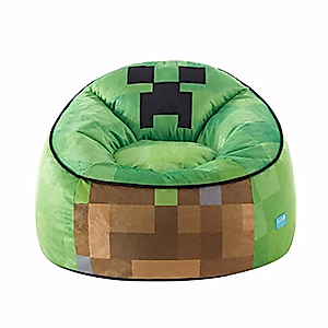 Idea Nuova Minecraft Hillside by pod Kids Plush Bean Bag Chair, 24" Hx24 Hx25 H, Large