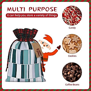 Christmas Gift Bags with Drawstring Burlap Gift Bags Abstract Geometric Christmas Linen Bags for Xmas Party Candy Bags with Cards Xmas Reusable Wrapping Bags Christmas Linen Treat Bags for Holiday