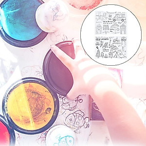 Silicone Stamp Cards, 2Pcs Camping Style Clear Stamps Cute Clear Rubber Stamps Cartoon Touring Car Seaside Spending Holiday Series Clear Stamps