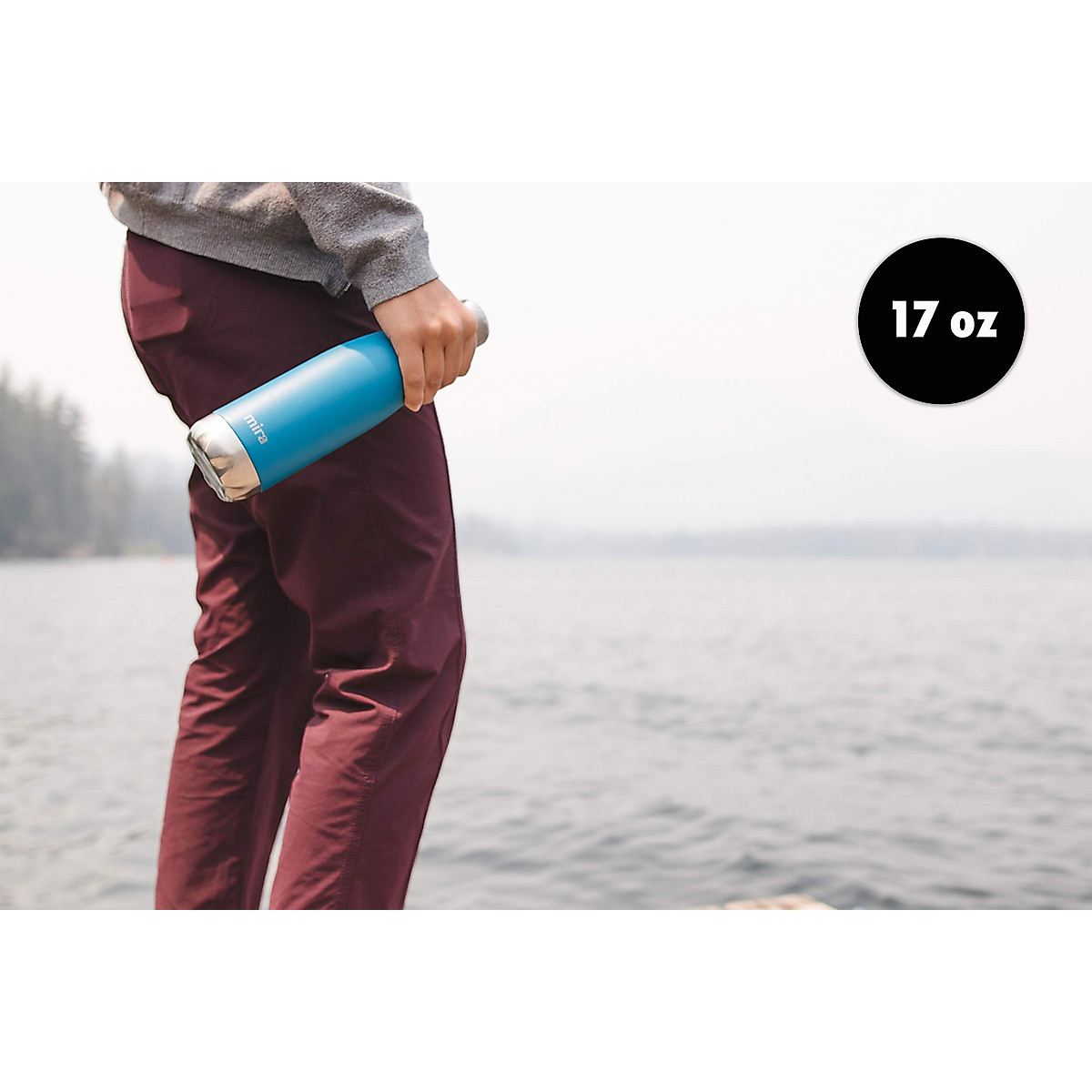 MIRA 17 oz Insulated Water Bottle - Stainless Steel Cola Shape Thermos - Double Wall Hot & Cold Flask (24Hr Cold/12Hr Hot) - Iris