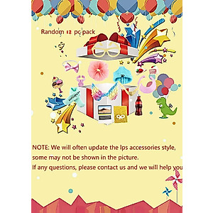 LPS Accessories Pack Lot (Random 12 PCS) Laptop Hat Glasses Wings Clothes Bow Skirt Collar Food and Drink Fit LPS Shorthair Cat and Collie Dachshund Cocker Spaniel Husky Puppy Dog LPS Deer Figure