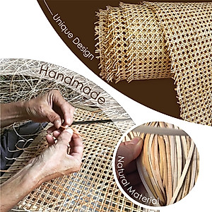 16" Width Rattan Cane Webbing Roll 12 Feet Length Hexagon Weave Pre-Woven Cane Mesh Net Open Weave Wicker Rattan Sheet Furniture, Chair, Cabinet, Ceiling (12 FEET)