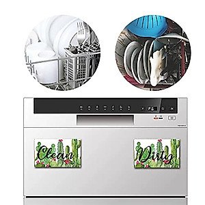 Cactus Pattern Clean Dirty Reversible Dishwasher Magnet, Double Sided Strong Kitchen Flip Indicator, Rustic Farmhouse Kitchen Refrigerator Dishwasher Decor, Gift for Women, Her