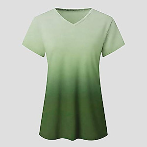 DASAYO Tshirts Shirts for Women Casual 2023 Summer V-Neck Gradient Color Blouse Tee Fashion Cute Going Out Shirt Tunics Top