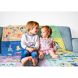 Jay Franco Bluey Early Education Learning Blanket - Measures 60 x 90 Inches - Super Soft Plush Teaching Blanket for Children – Music, Vehicles & Animals Kids Bedding