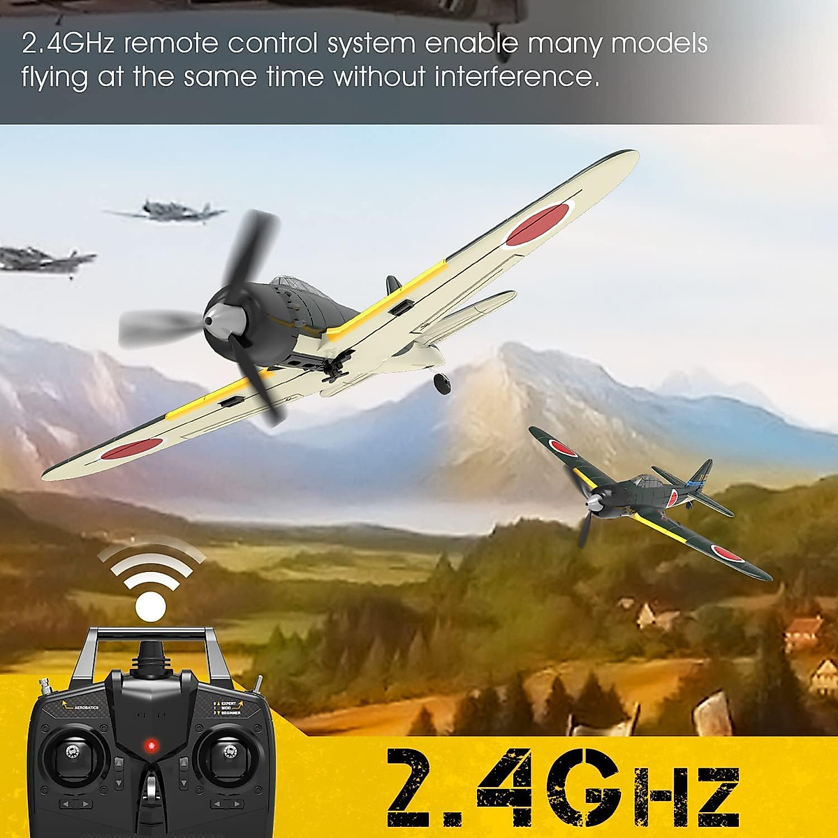 VOLANTEXRC RC Plane 4-CH RC Airplane P51 Mustang Ready to Fly, WWII Remote Control Plane with Xpilot Stabilization System, One Key Aerobatic for Beginners, Adults (761-5 RTF)