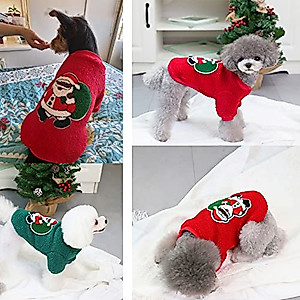 2PCS Dog Sweaters Christmas Outfits for Chihuahua Yorkie Warm Knitted Holiday Sweaters Clothing Puppy Winter Clothes Only for Small Dogs Boy Girl Puppy Pet Coat Pullover Costumes,S