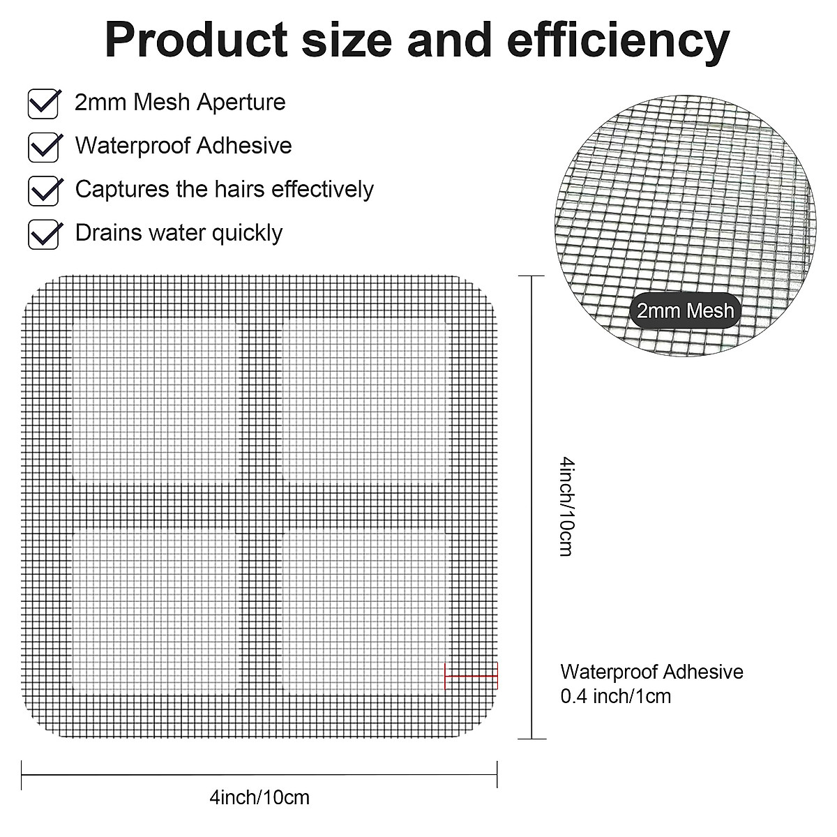 IURRDOP Disposable Shower Drain Cover Hair Catcher Mesh Stickers,30Pcs 4-Inch Disposable Floor Drain Stickers,Universal Sink Drain Cover for Human and Pet Hair - Ideal for Bathroom,Kitchen and Bathtub