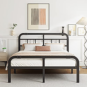 Cleaniago 14 Inch High King Size Bed Frame with Headboard and Footboard, 14 Inch High, Steel Slats with 3000lbs Support, No Box Spring Needed, Noise Free,Easy Assembly, Black