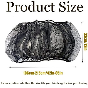 Bird Cage Seed Catcher,Nylon Mesh Parrot Net,Feather Seed Catcher,Seed Catcher Guard Net Cover,Stretchy Skirt for Bird Cage,Large,Light and Breathable Fabric(Black,Circumference 42"-85")
