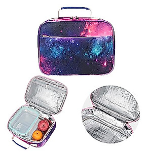 Airyard Book Bag for Girls, School Backpack with Lunch Box, Galaxy Backpack for Teen Girls Women Laptop Bookbags Set (Galaxy Navy)